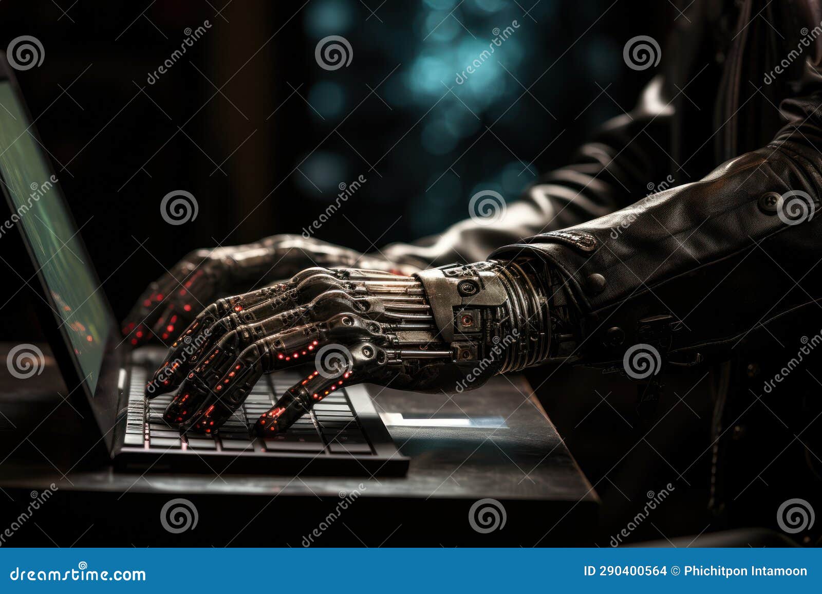 Robot Hand Typing on the Computer. Generative AI Stock Photo - Image of ...