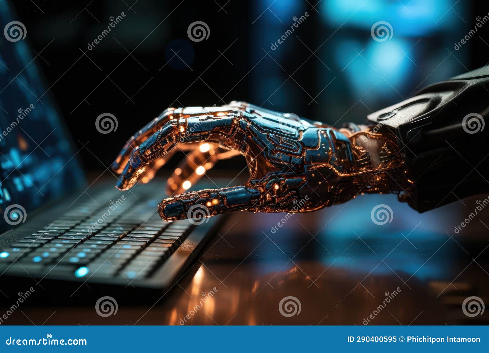 Robot Hand Typing on the Computer. Generative AI Stock Image - Image of ...