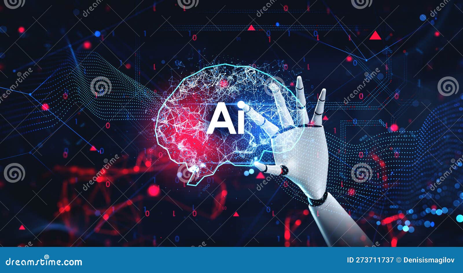 Immersive Artificial Intelligence Interface Over Blue Background Stock ...