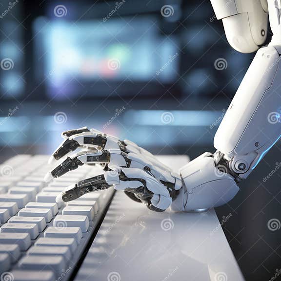 Robot Hand Using a Keyboard Stock Photo - Image of cyborg, working ...