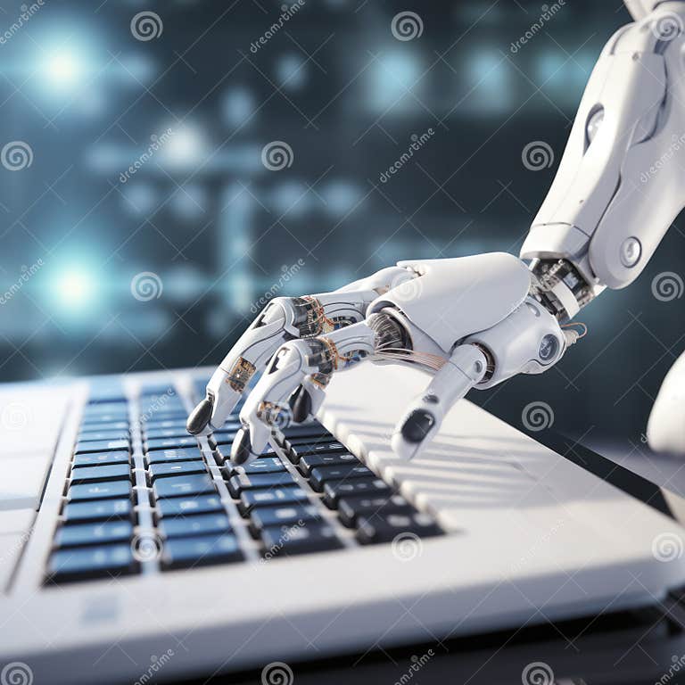 Robot Hand Using a Keyboard Stock Photo - Image of internet, process ...