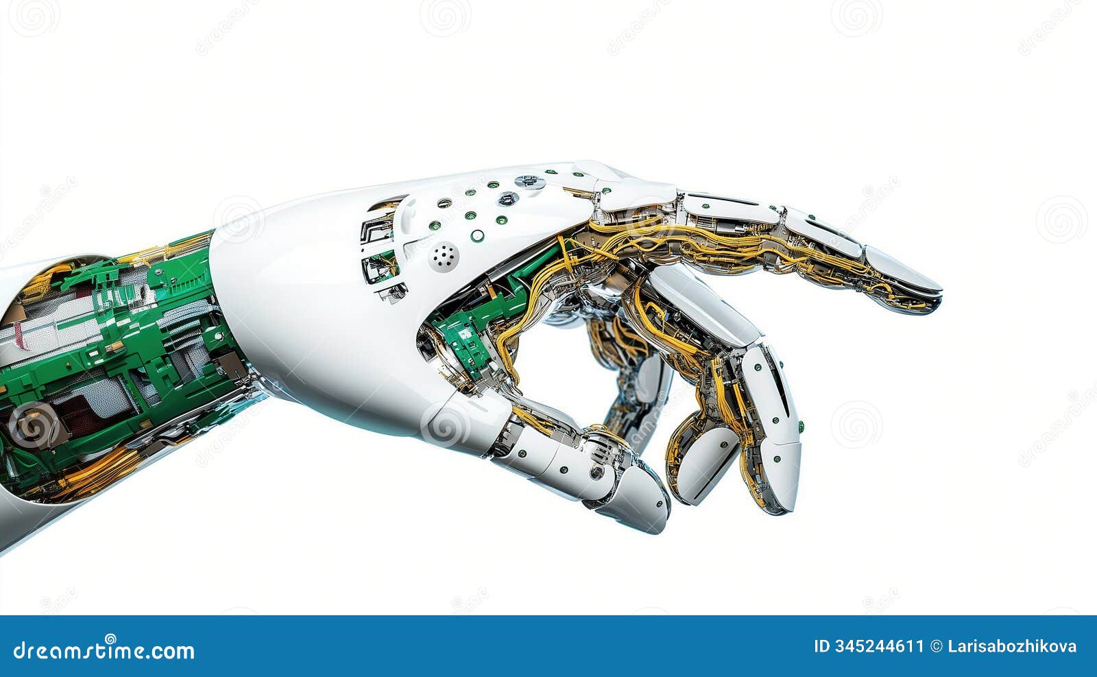 A Robot Hand With Visible Internal Mechanisms, Including Wires And ...