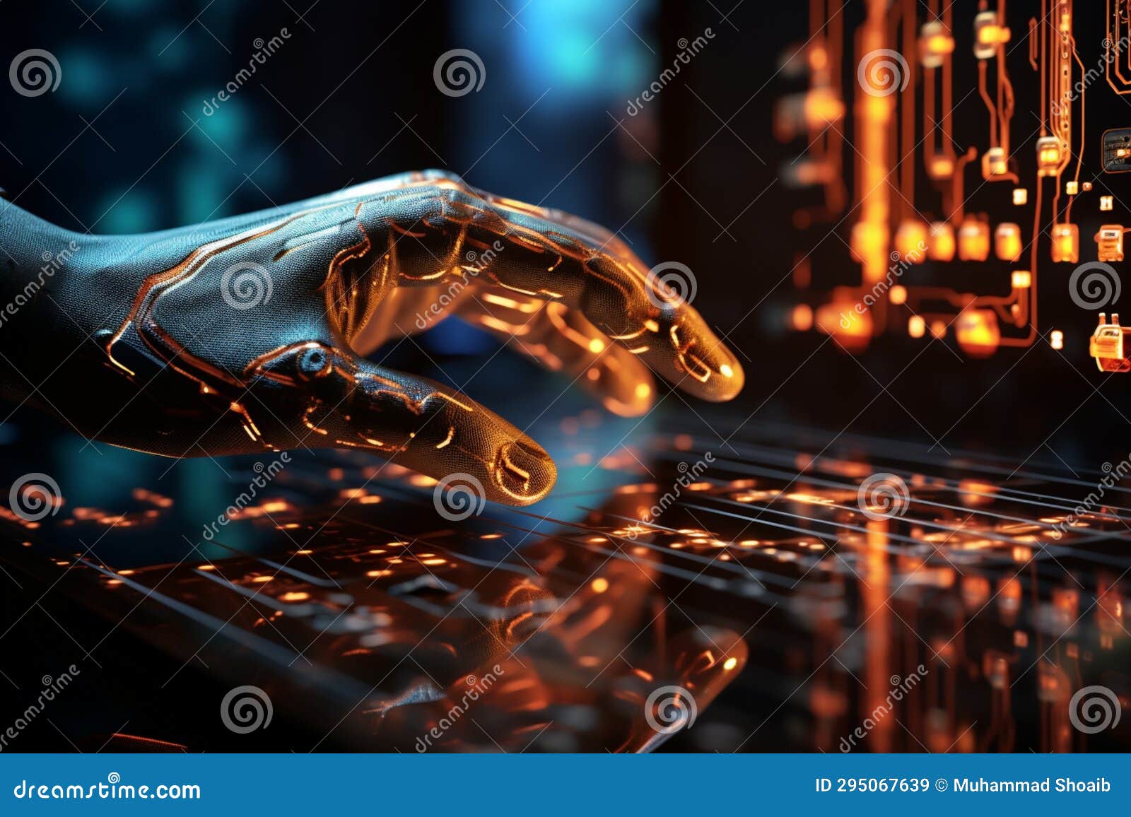 Robot Hands Engaging A Coding Monitor Showcasing Advanced