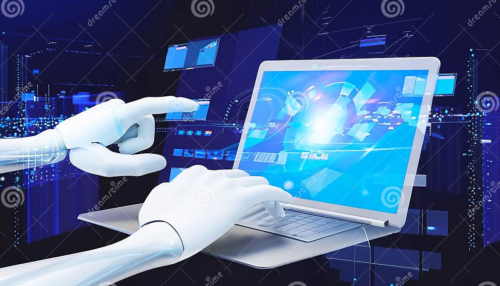 Entering Data on a Laptop Keyboard Stock Illustration - Illustration of ...