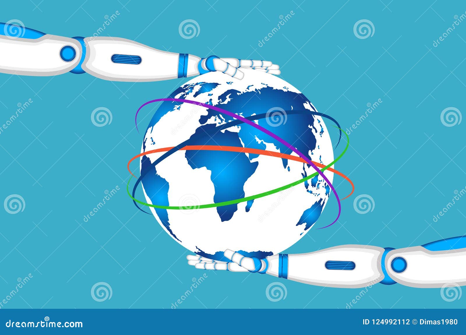 Robot Hands Holding World Globe Stock Vector - Illustration of future ...