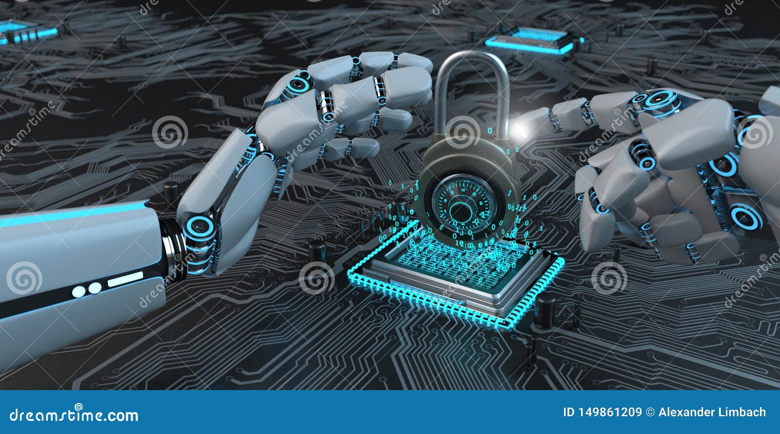 Robot Hands With Diagram Charts Projection Stock Photography ...