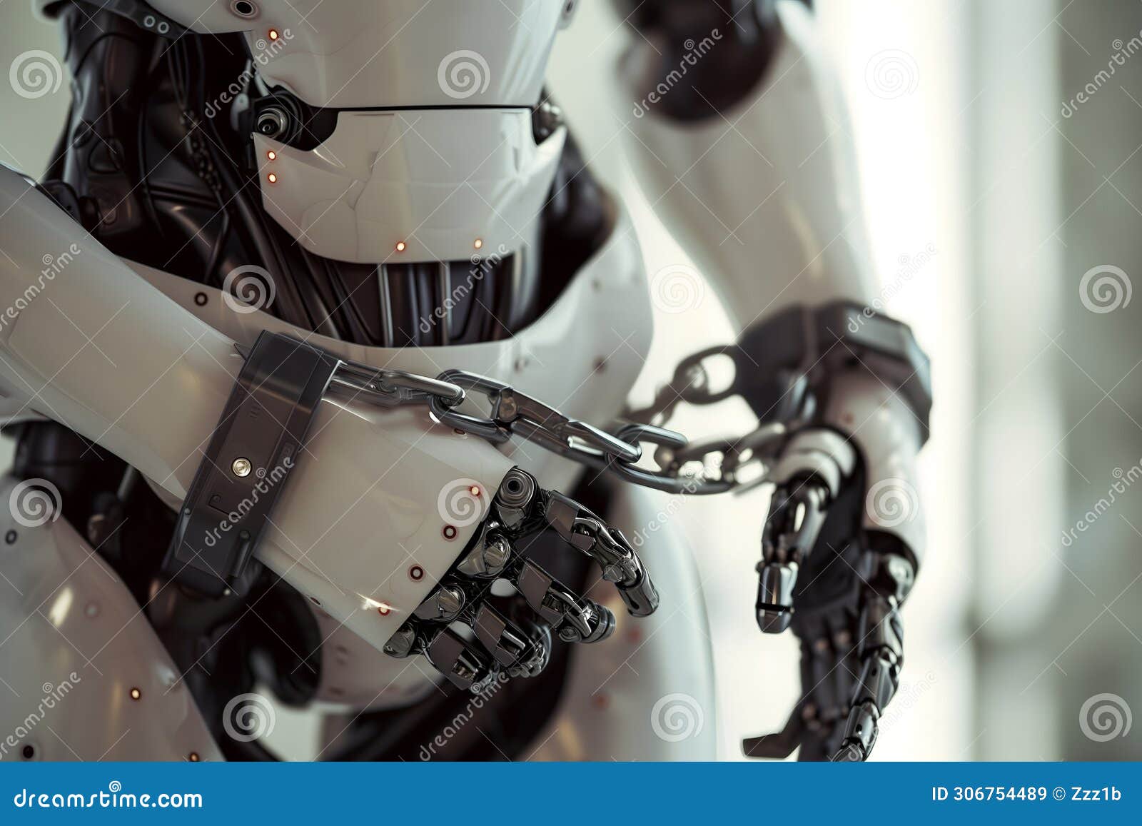 Robot Hands Shackled in Chains for the Concept of Constraints and ...