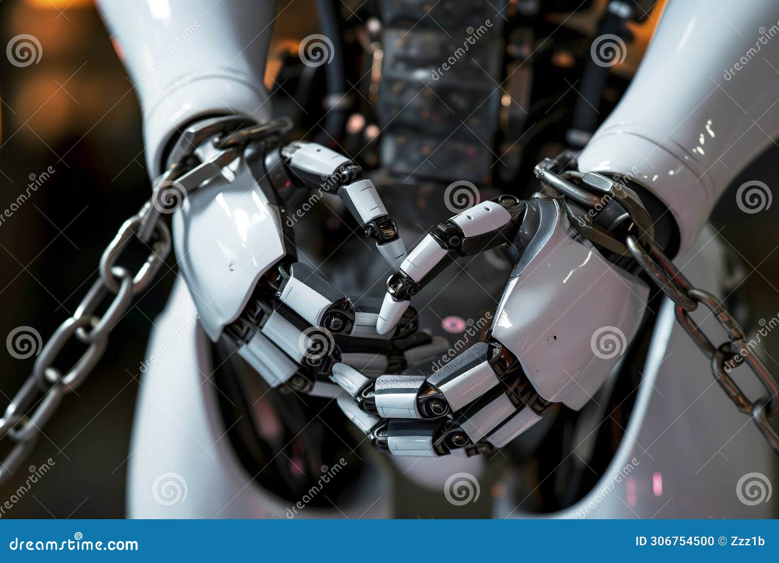 Robot Hands Shackled in Chains for the Concept of Constraints and ...