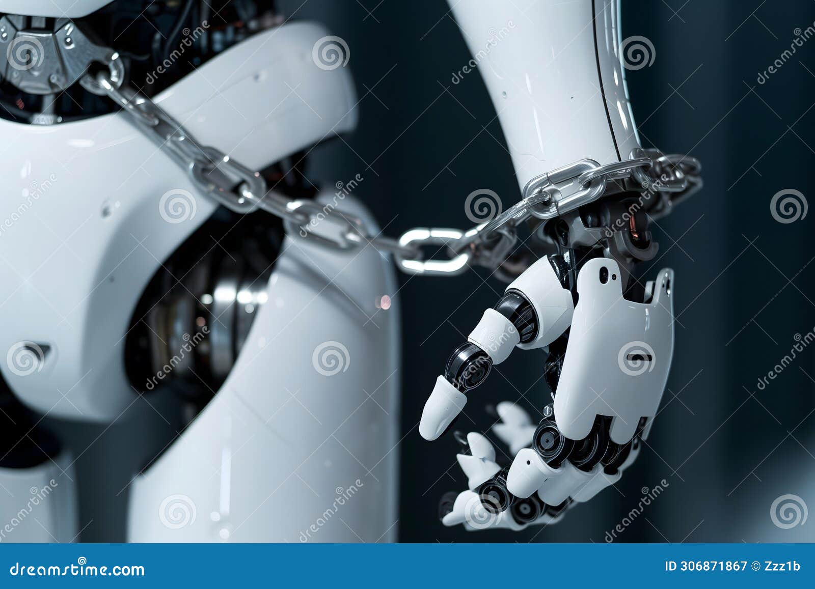 Robot Hands Shackled in Chains for the Concept of Constraints and ...