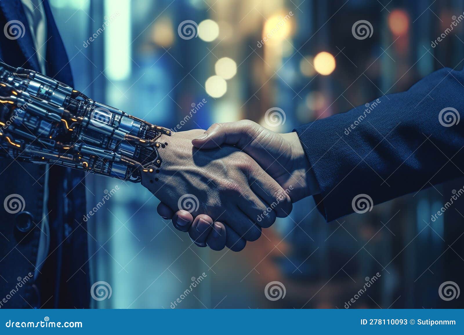 Robot Handshake with Businessman with Ai Generated Stock Illustration ... Robot Handshake with Businessman with Ai Generated Stock Illustration ...
