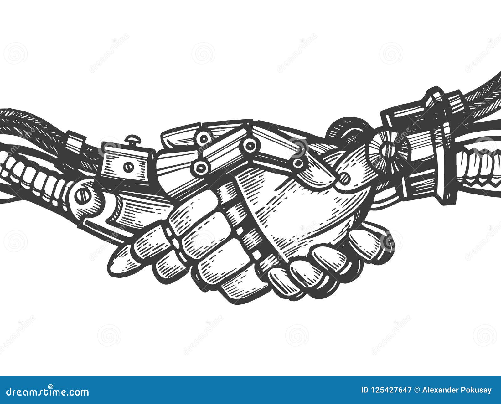 Man And Robot Handshake, Arab Businessman Shaking Hands With Modern ...