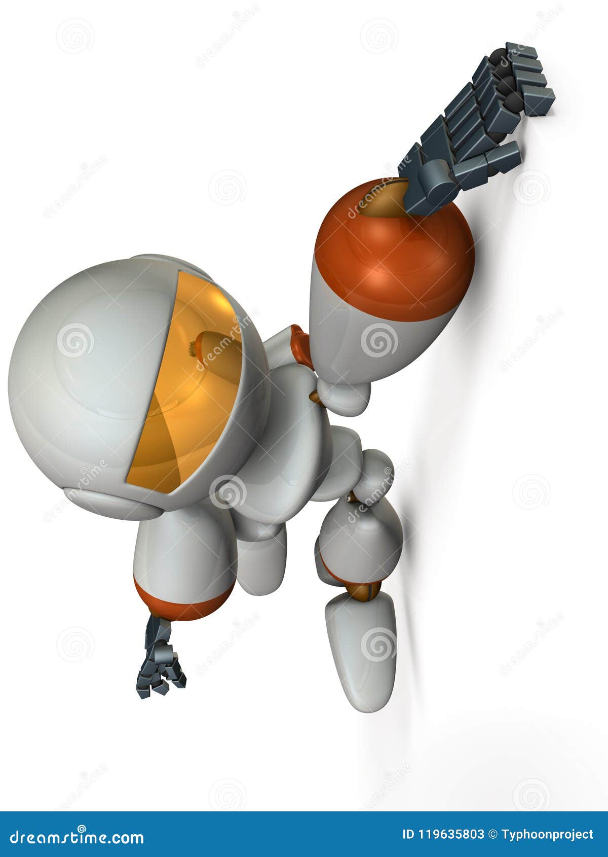 Robot is Hanging with His Fingers Hanging on the Wall. Stock ...