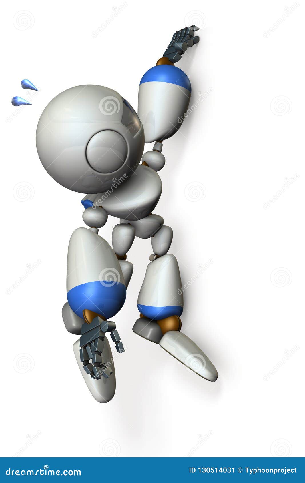 Robot is Hanging with His Fingers Hanging on the Wall. Stock ...