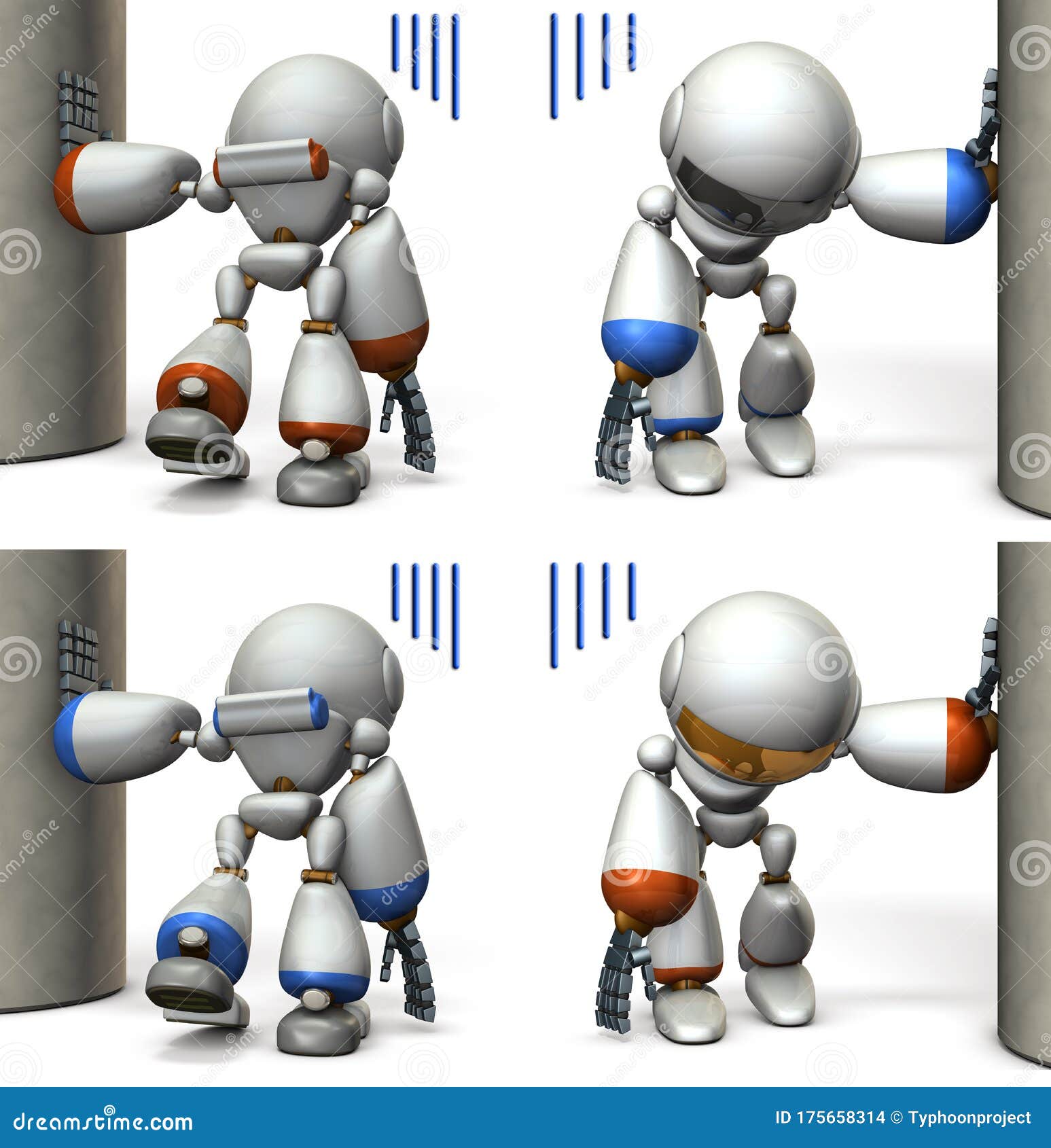 A Robot that is Hanging on a Pillar. Stock Illustration - Illustration ...