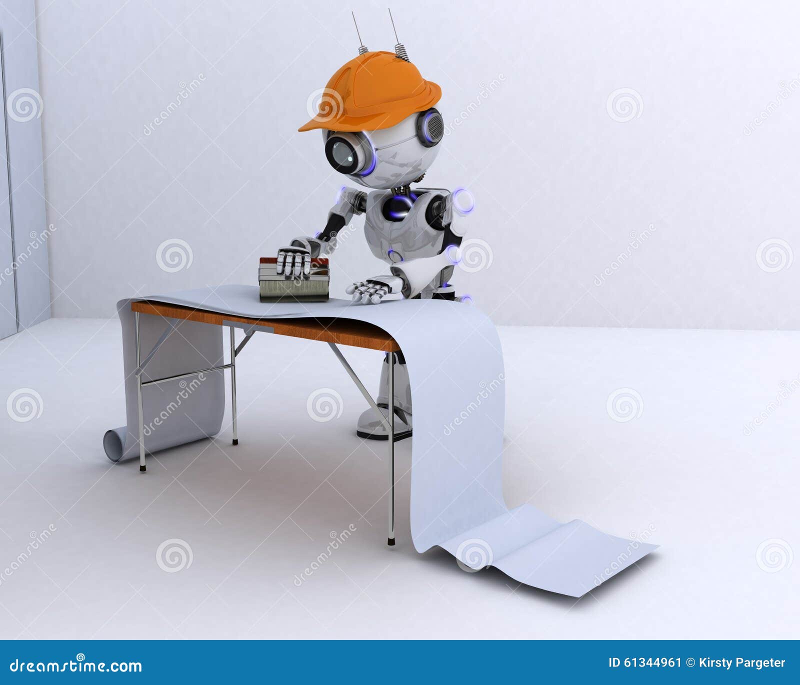 Robot hanging wallpaper stock illustration. Illustration of painter ...