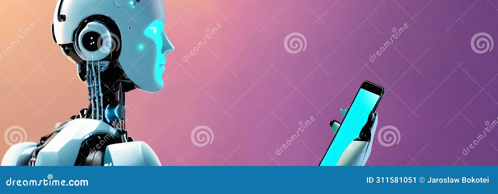 Robot Head. Background with Artificial Intelligence Talking on Stock ...