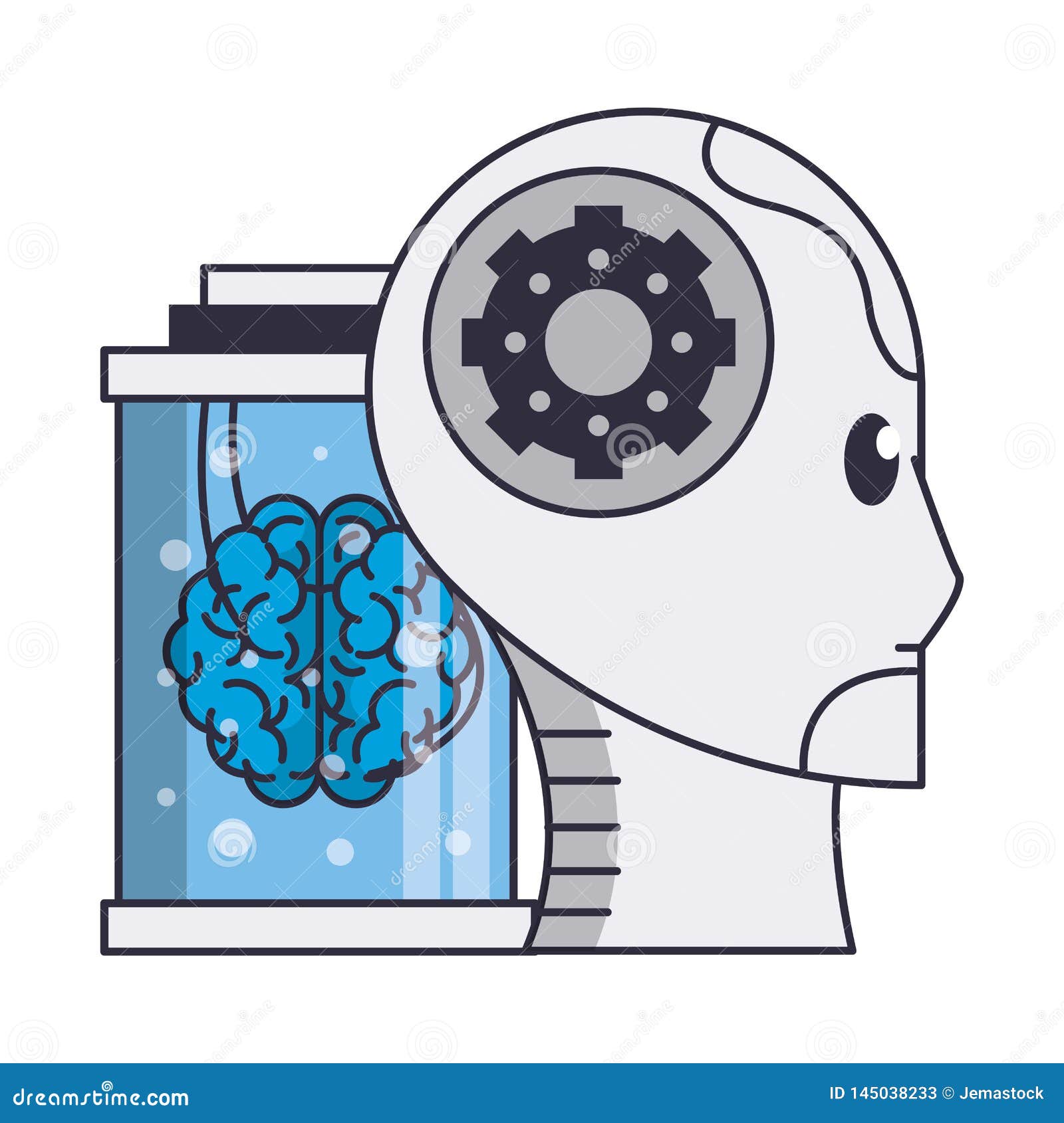 Robot head and brain stock vector. Illustration of cyborg - 145038233