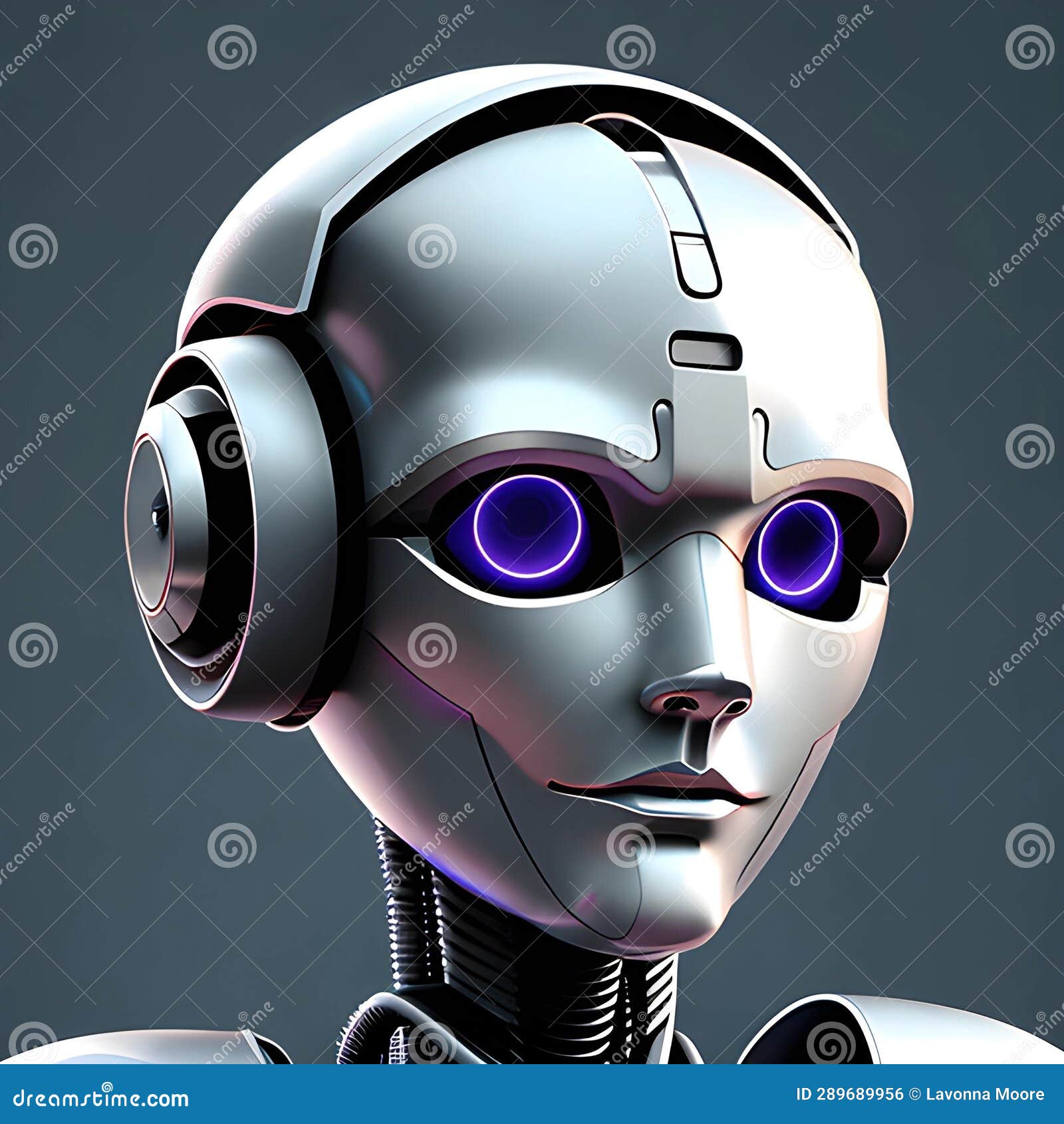 Robot Head Close-up stock illustration. Illustration of head - 289689956