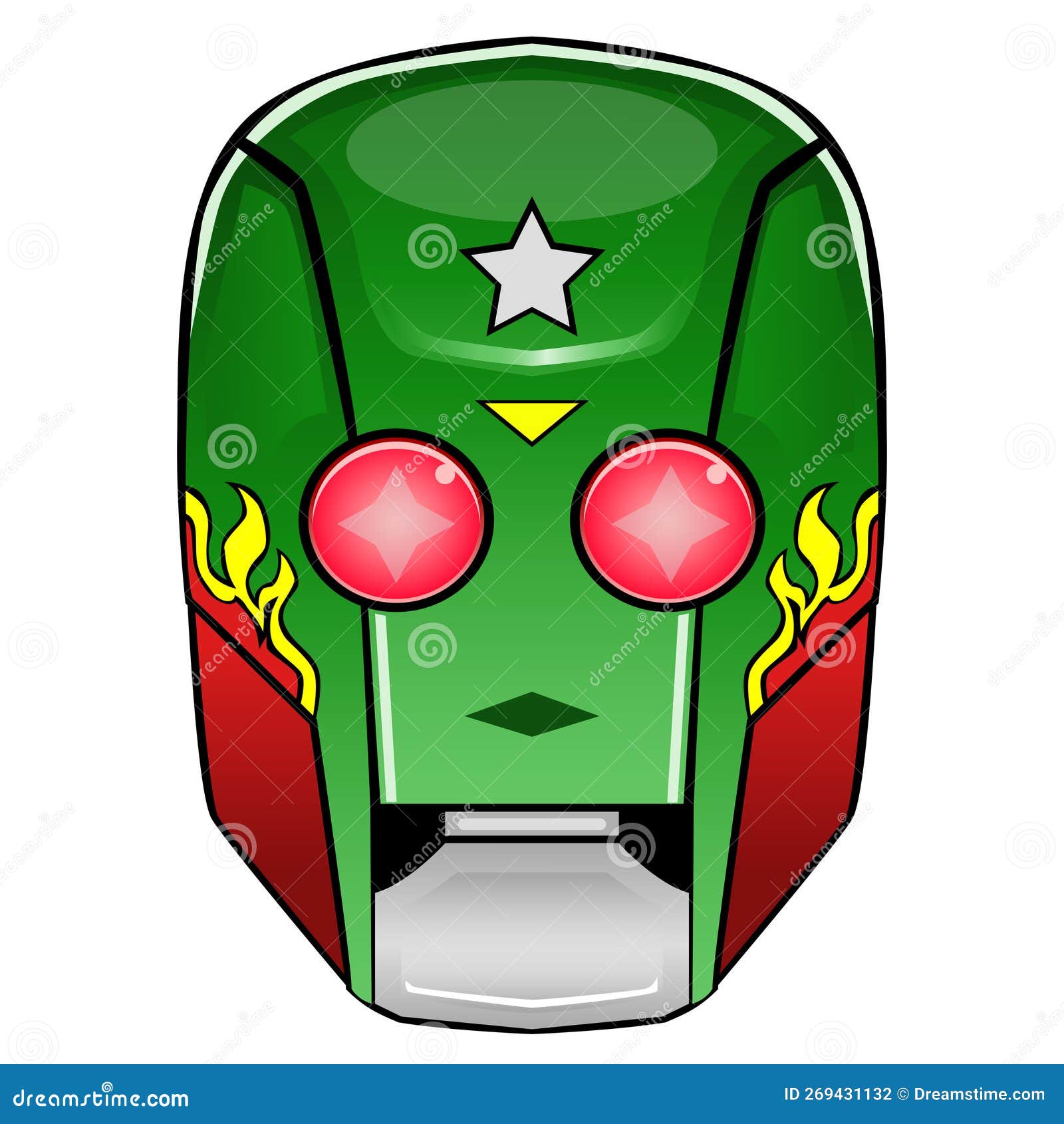 Vector Illustration of Green and Red Robot Head Stock Vector ...