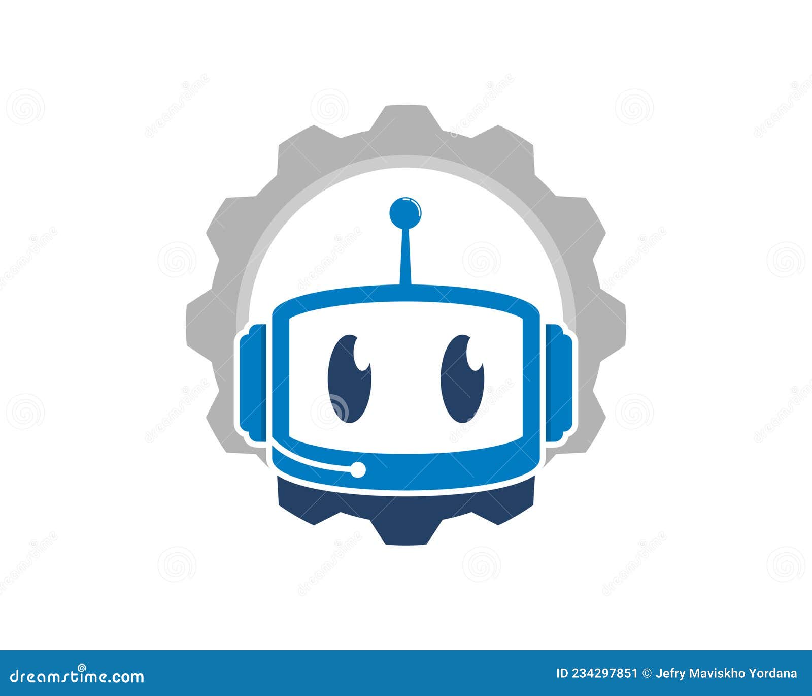 Robot Head with Gear Behind Stock Vector - Illustration of isolated ...