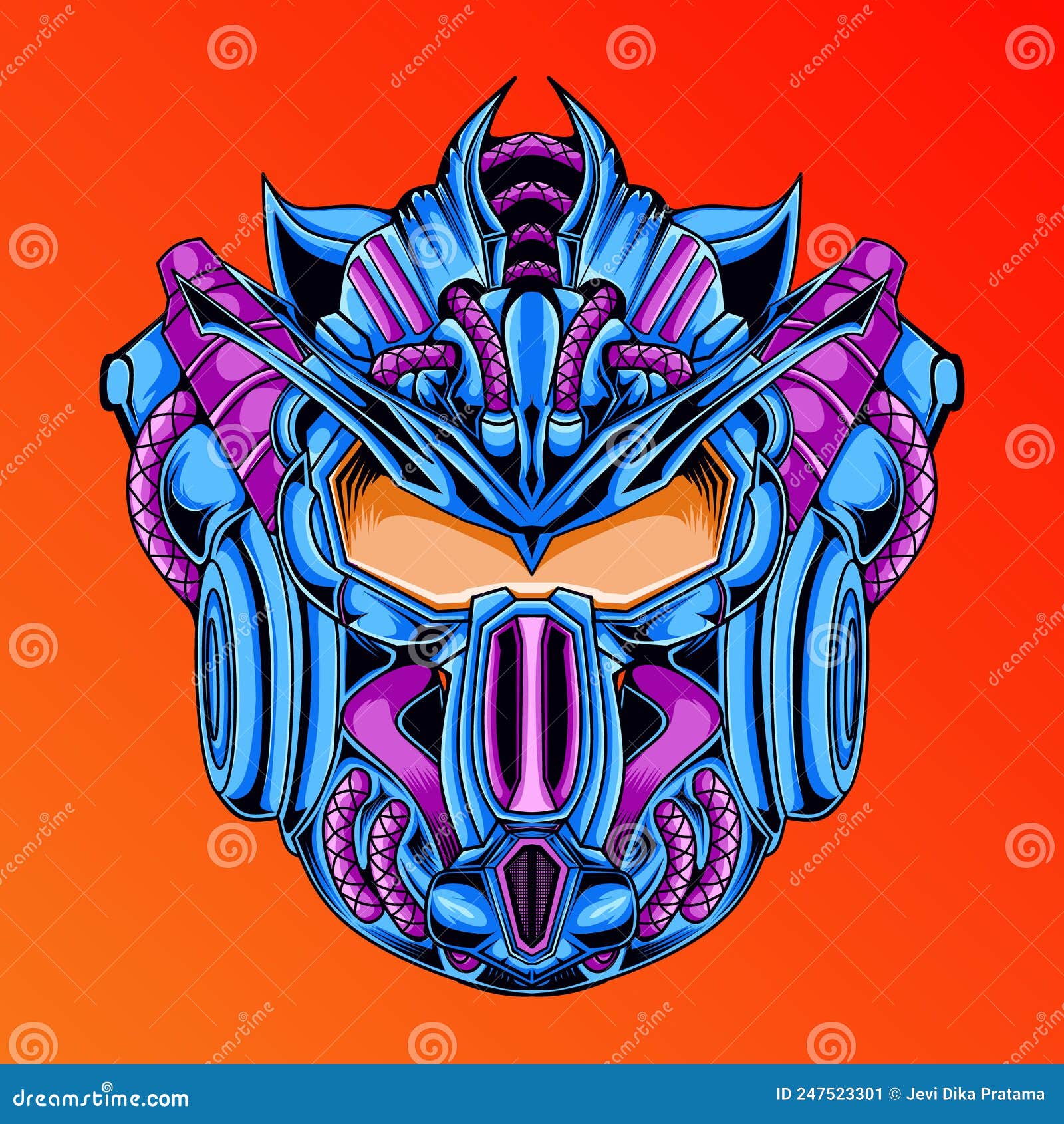 Robot head illustration stock illustration. Illustration of mechanical ...