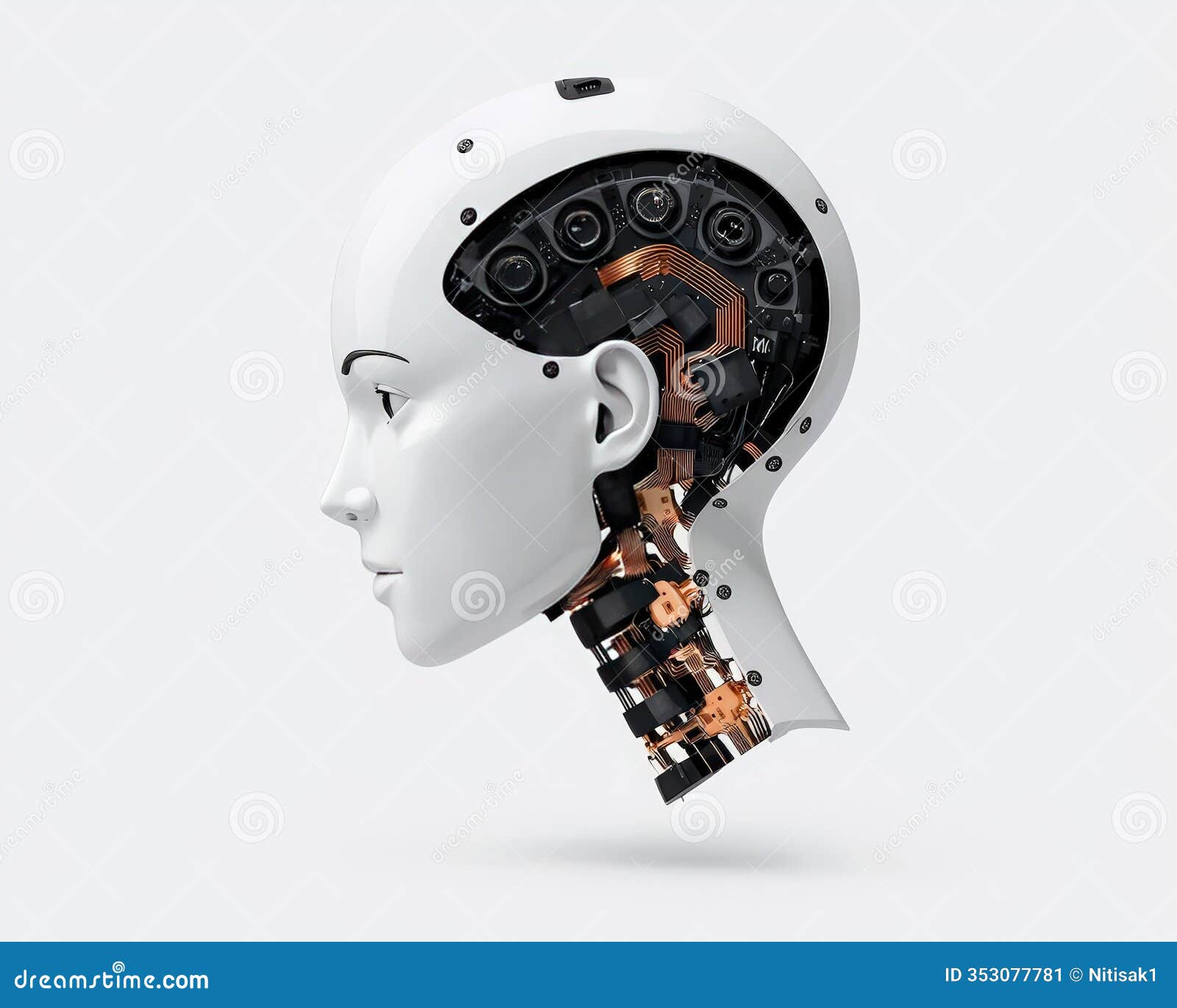 Robot Head with Intricate Mechanism Details Stock Illustration ...