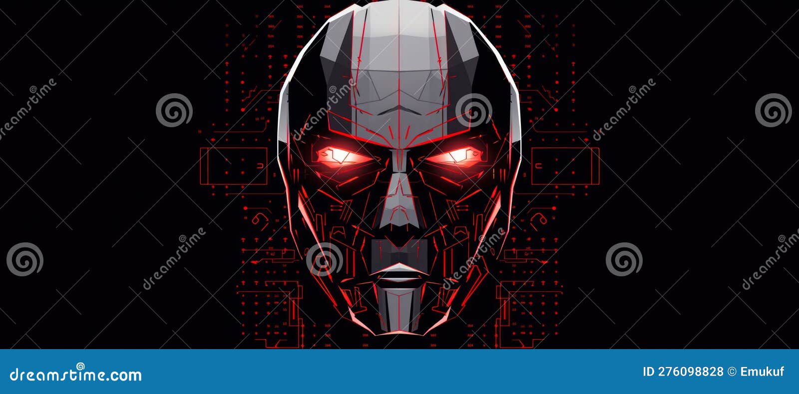 Robot Head Logo Sticker Print Black Background Generative Ai Stock ...