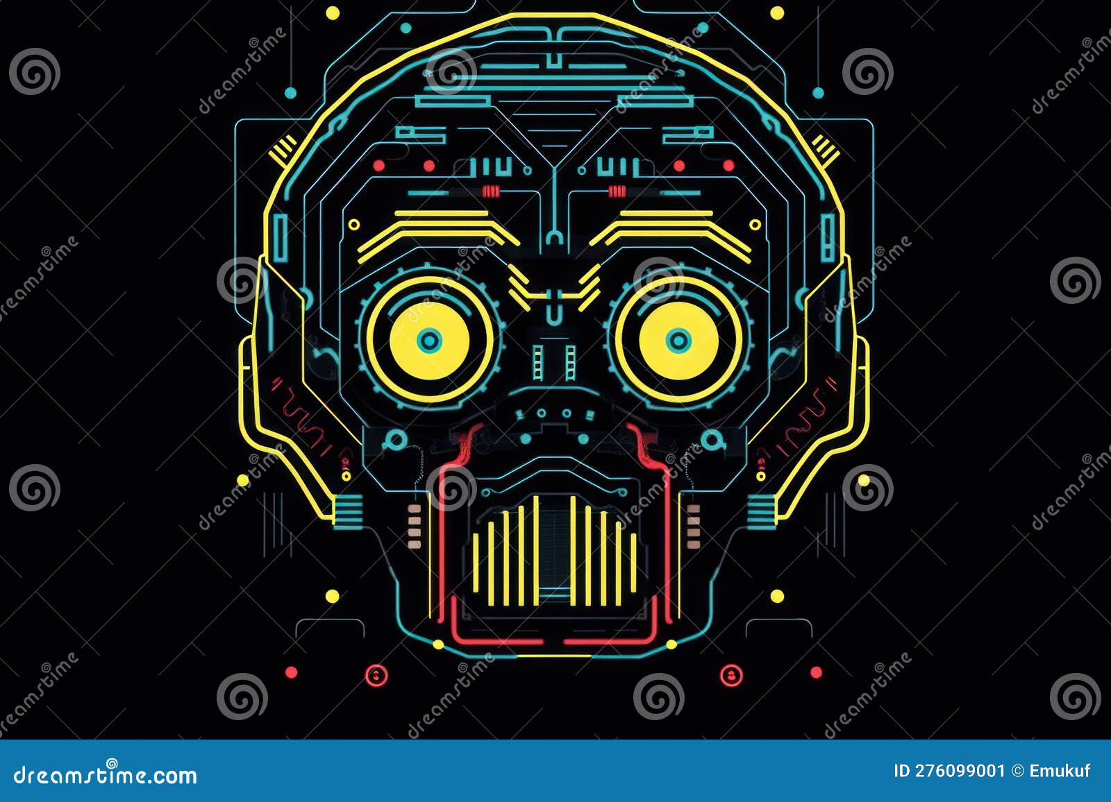 Robot Head Logo Sticker Print Black Background Generative Ai Stock ...