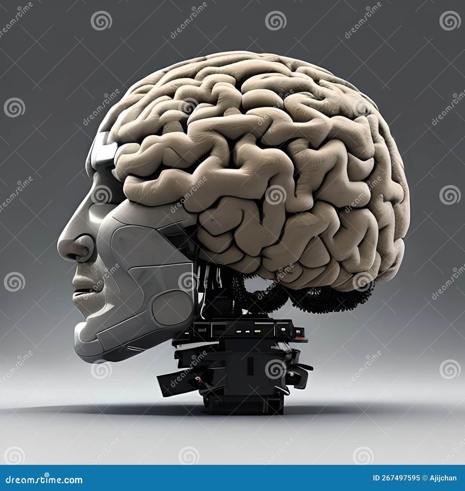 Head of a Robot with a Human Brain. an AI Generated Image Stock ...