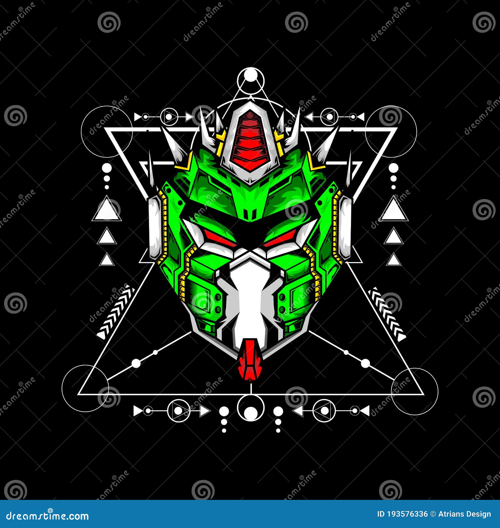 Robot Head With Sacred Geometry Pattern For Esport Gaming Logo Or ...