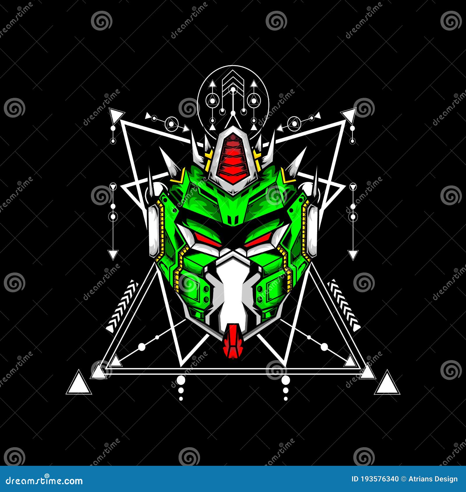 Mecha Mask With Sacred Geometry Pattern For Esport Gaming Logo Or ...