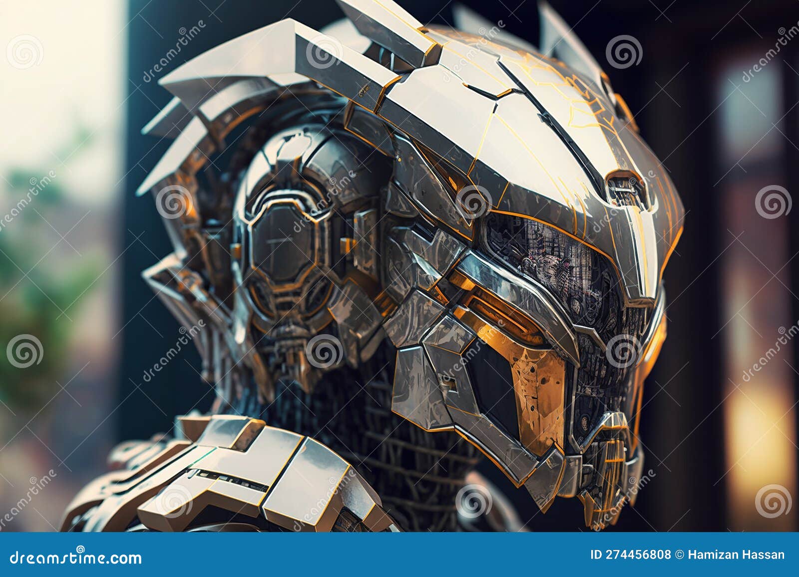 Robot Head in Shiny Full Mask Stock Illustration - Illustration of ...