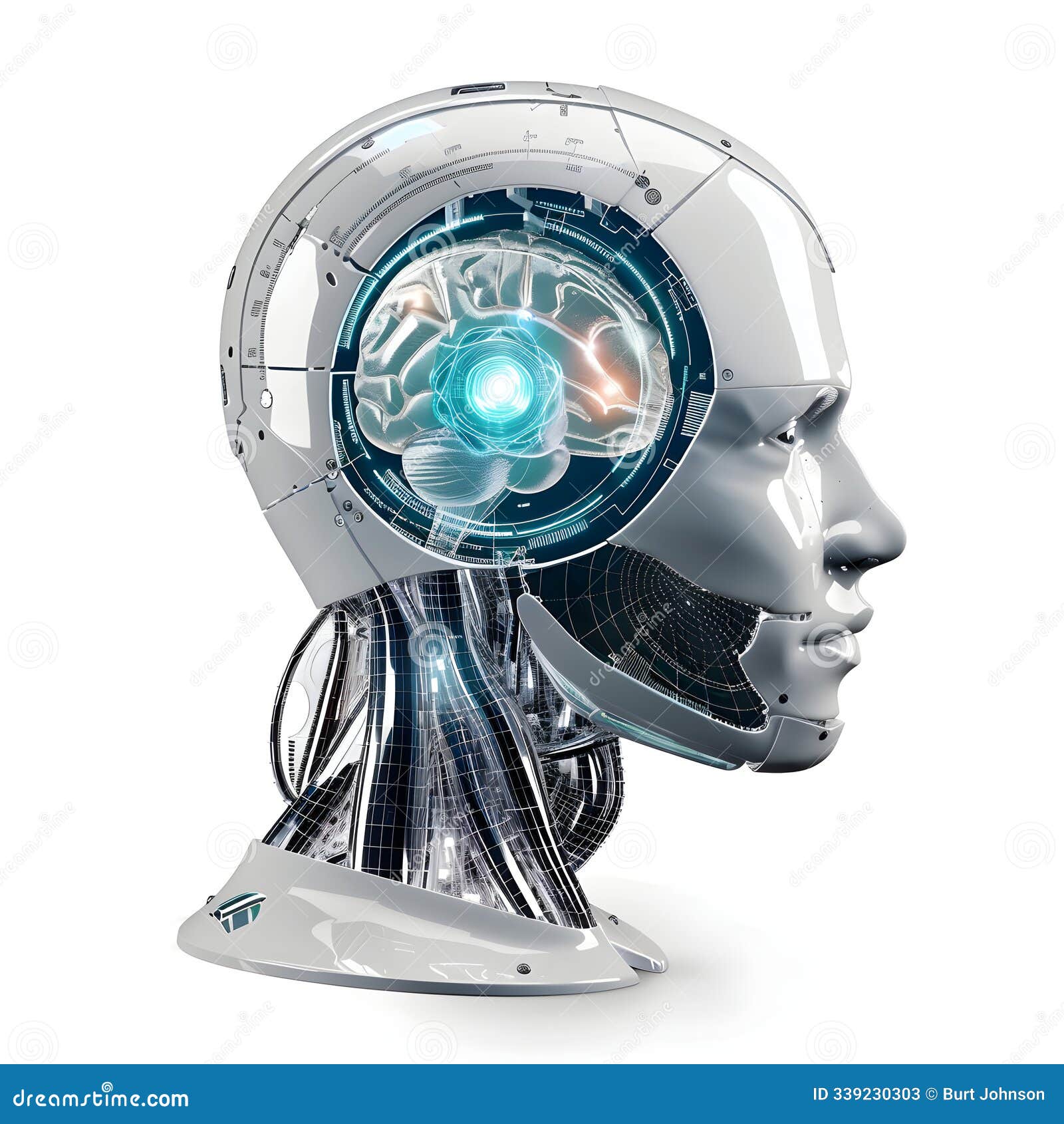Robot Head Showing Brain Activity Using Artificial Intelligence Stock ...