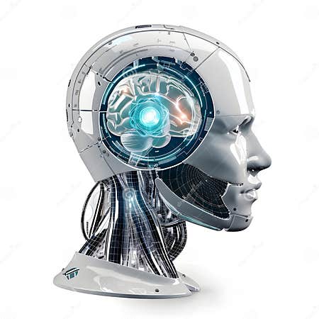 Robot Head Showing Brain Activity Using Artificial Intelligence Stock ...