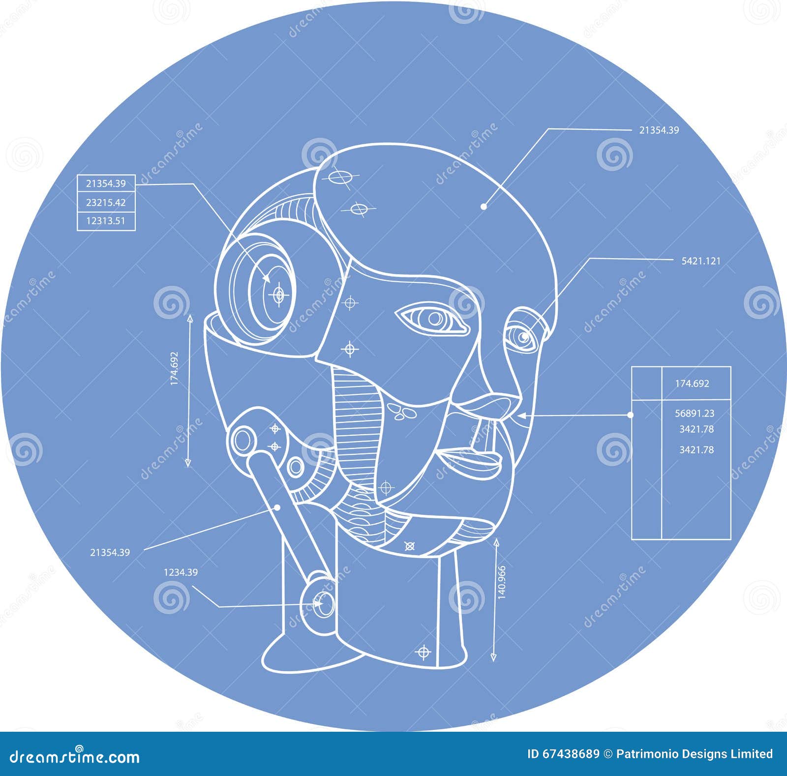 Robot Head Technical Drawing Stock Vector - Illustration of ...