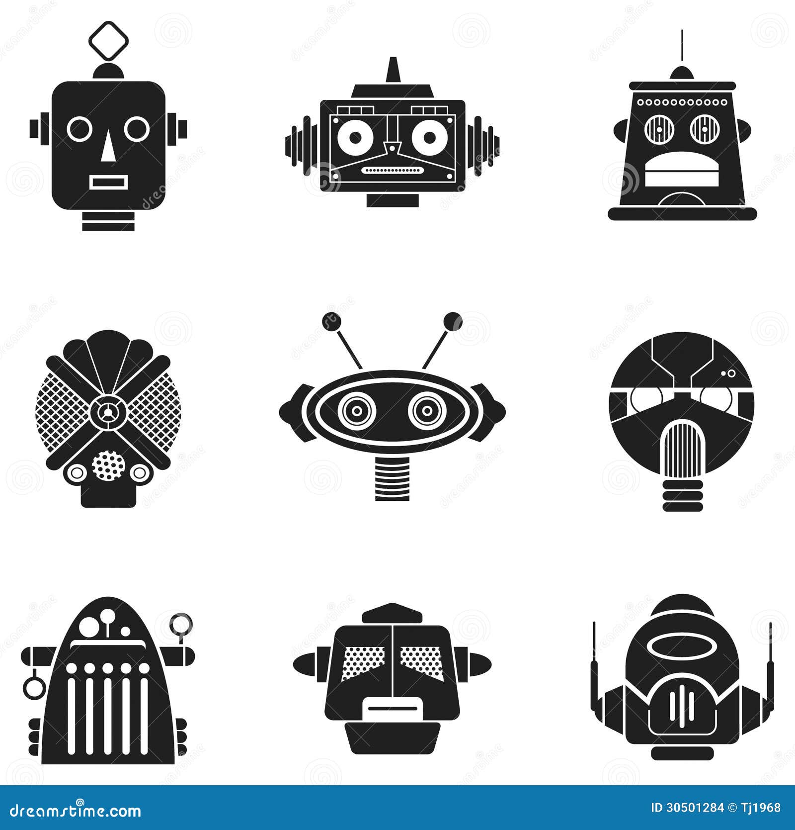 Robot Heads stock vector. Illustration of icon, robots - 30501284