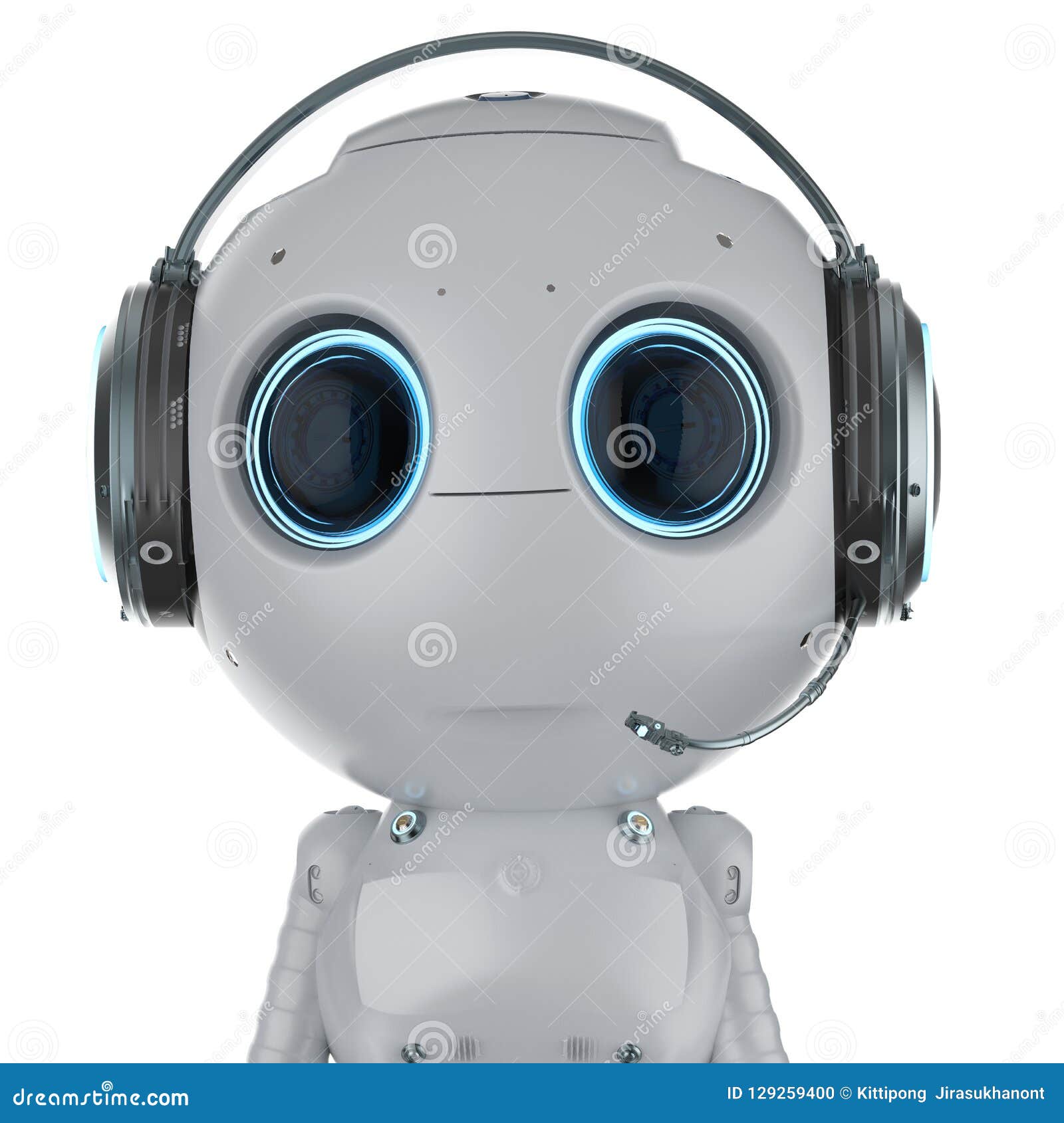 Robot with headset stock illustration. Illustration of automation ...