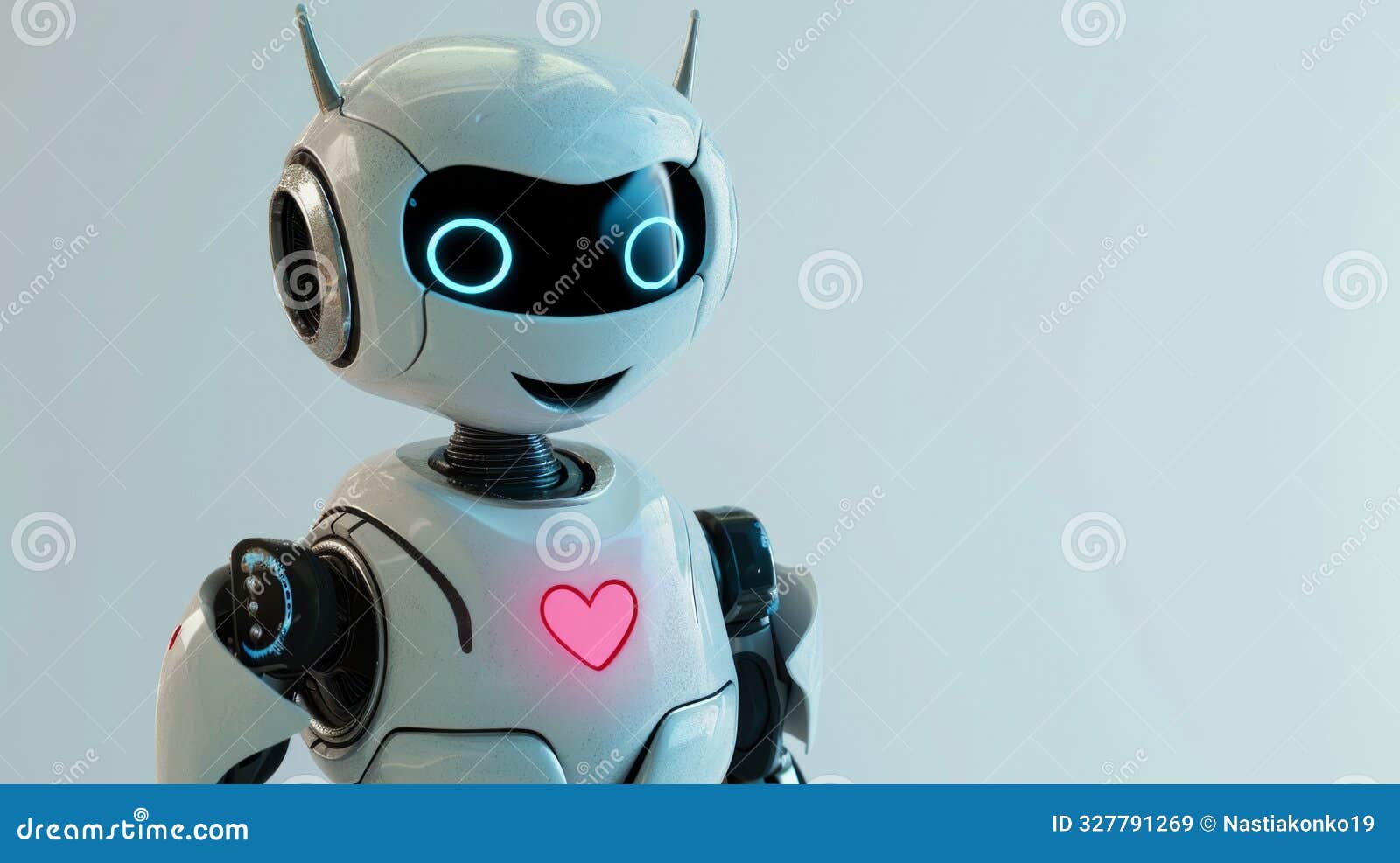 Robot with Heart Emblem on Its Chest, Symbol of Love and Technology ...
