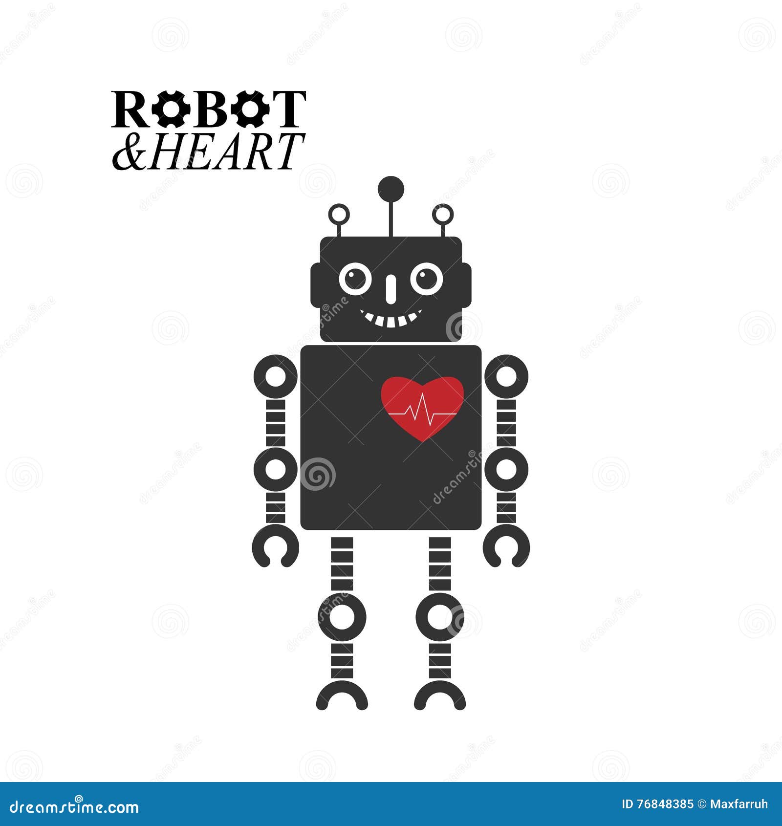 Robot with heart stock illustration. Illustration of engineering - 76848385