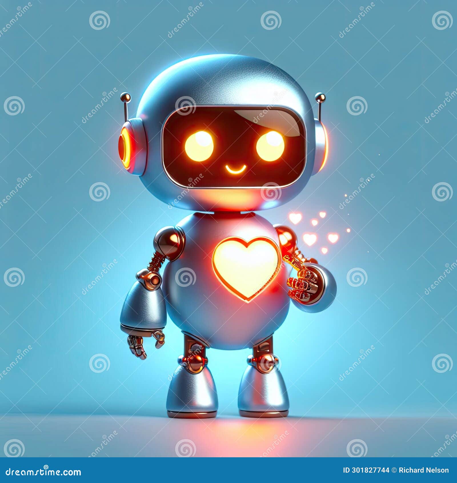 Artificial Affection Robot Expresses Love, Clutching A Beautiful Red ...