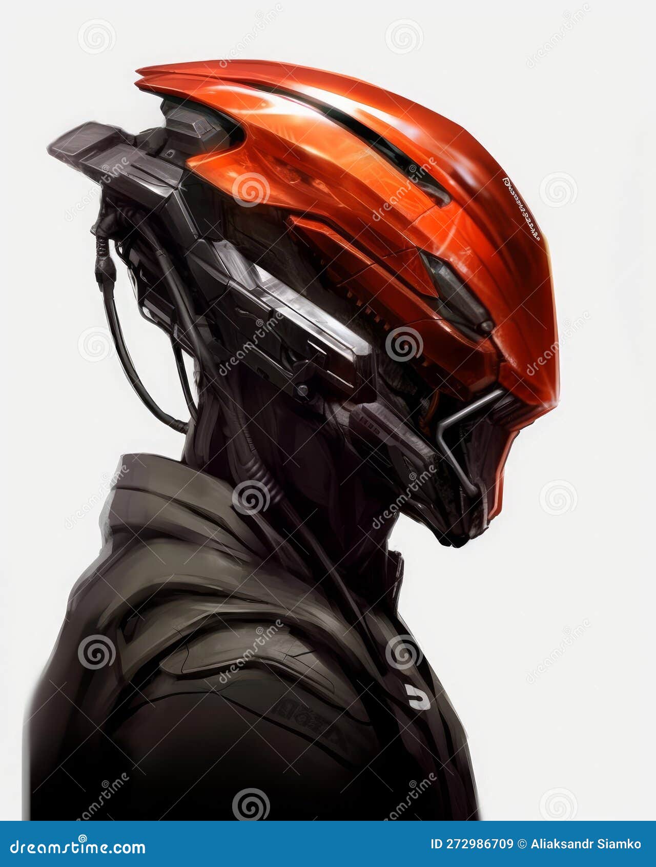 Robot Helmet, Cyborg, Sci-fi Armor Stock Illustration - Illustration of ...
