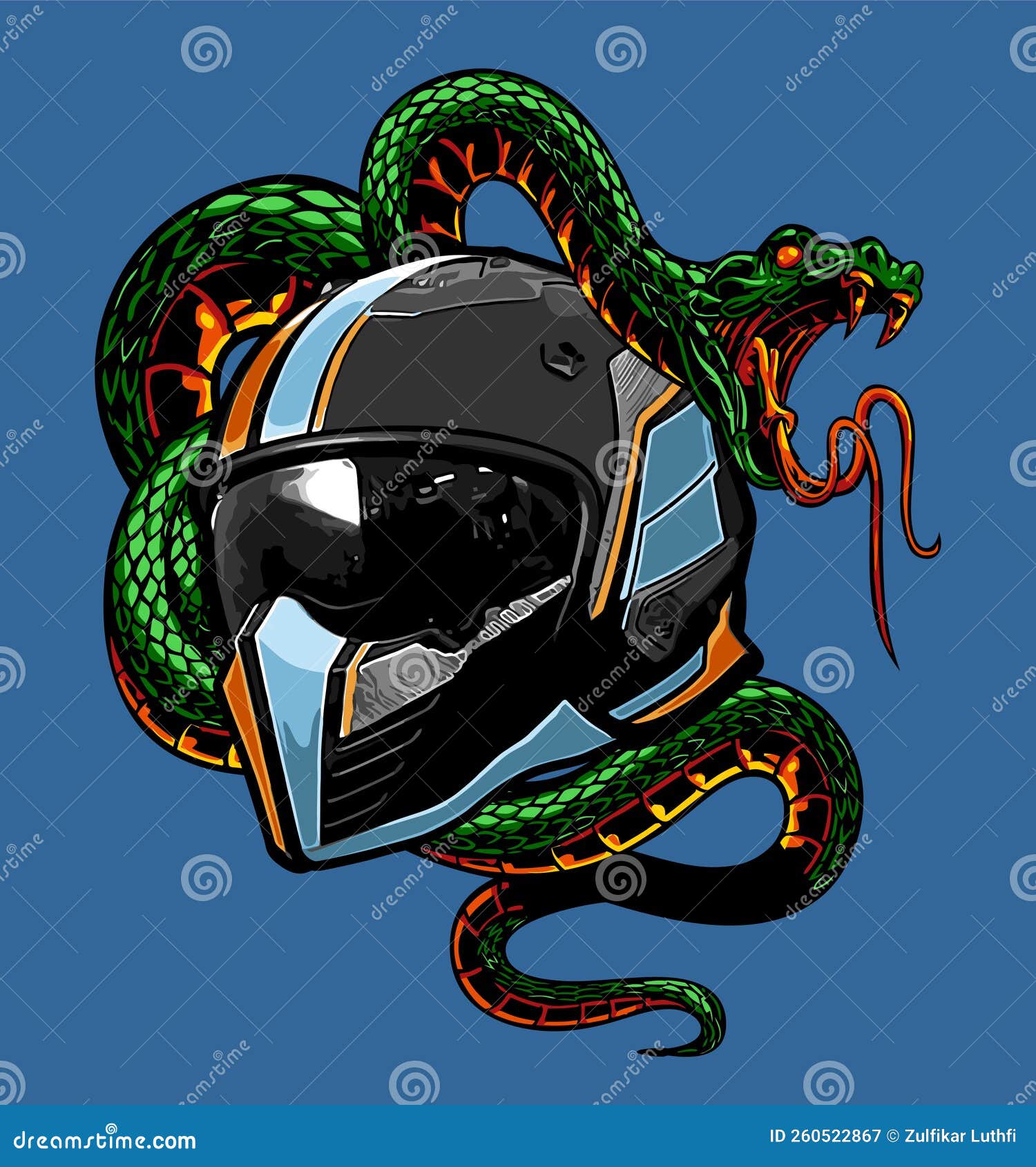 Robot Helmet Wrapped in Snake Stock Vector - Illustration of head ...