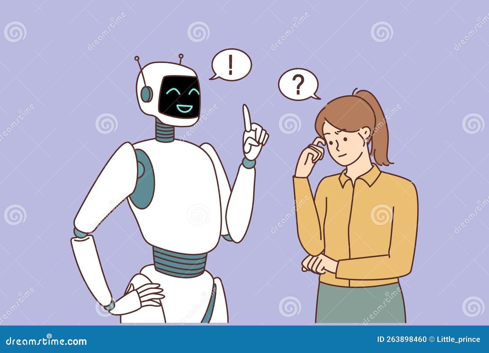 Robot Help with Solution To Confused Woman Stock Vector - Illustration ...