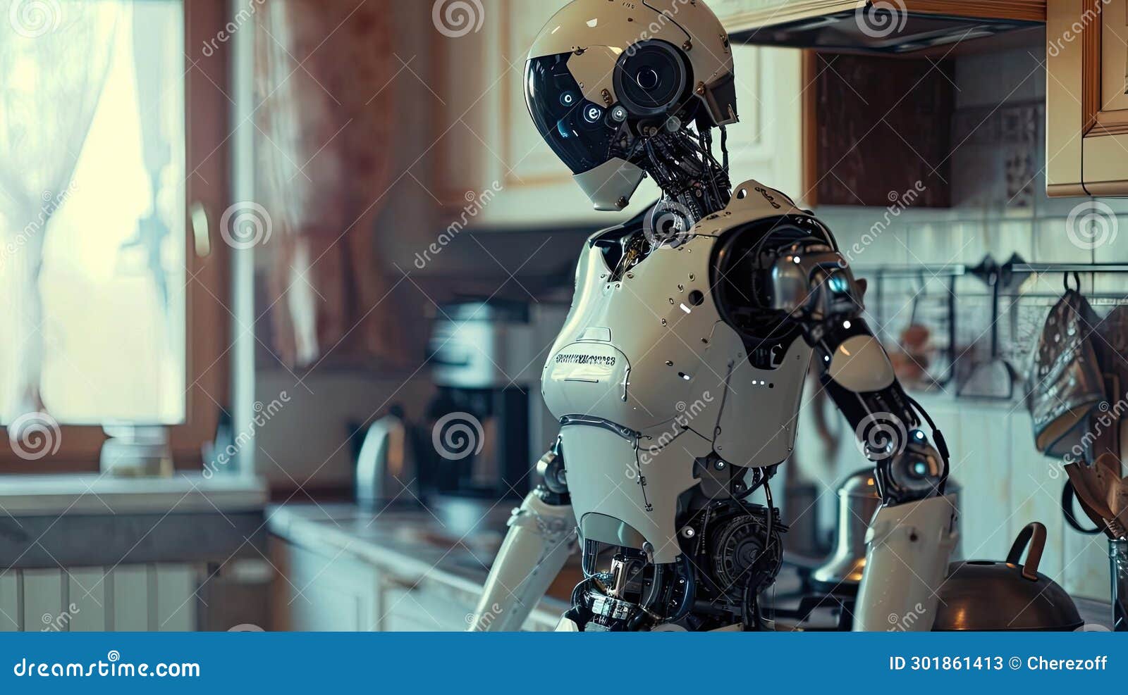 Robot Helper Helps in the Kitchen Stock Illustration - Illustration of ...