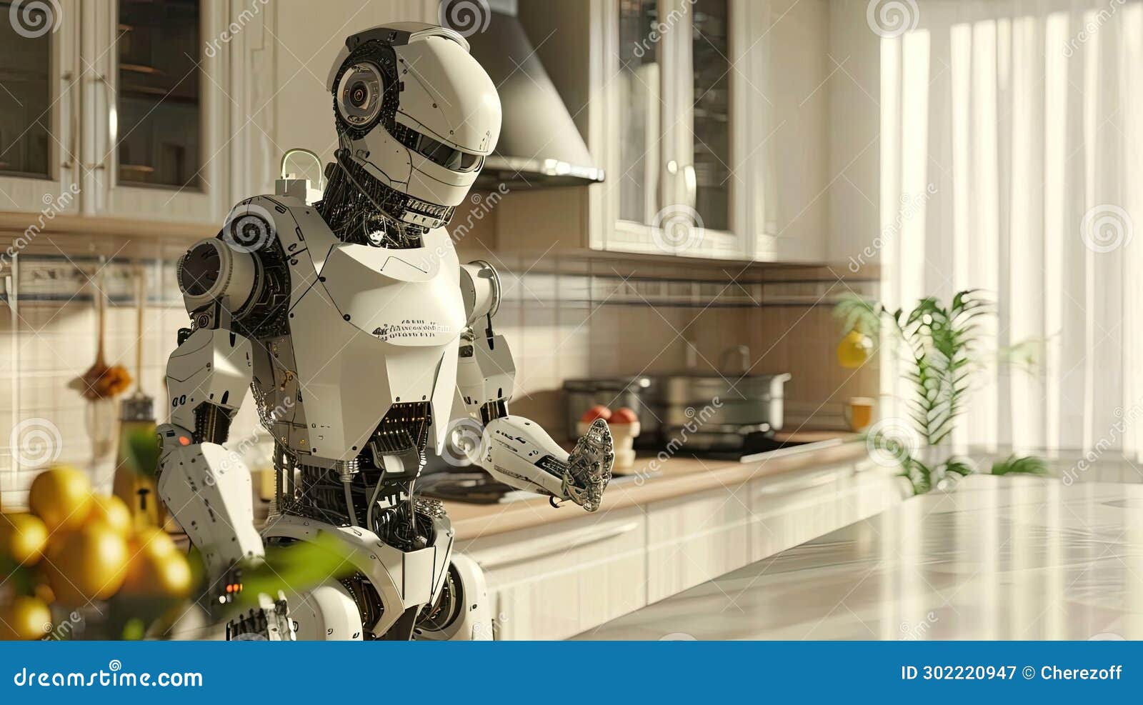 Robot Helper Helps in the Kitchen Stock Image - Image of concept ...