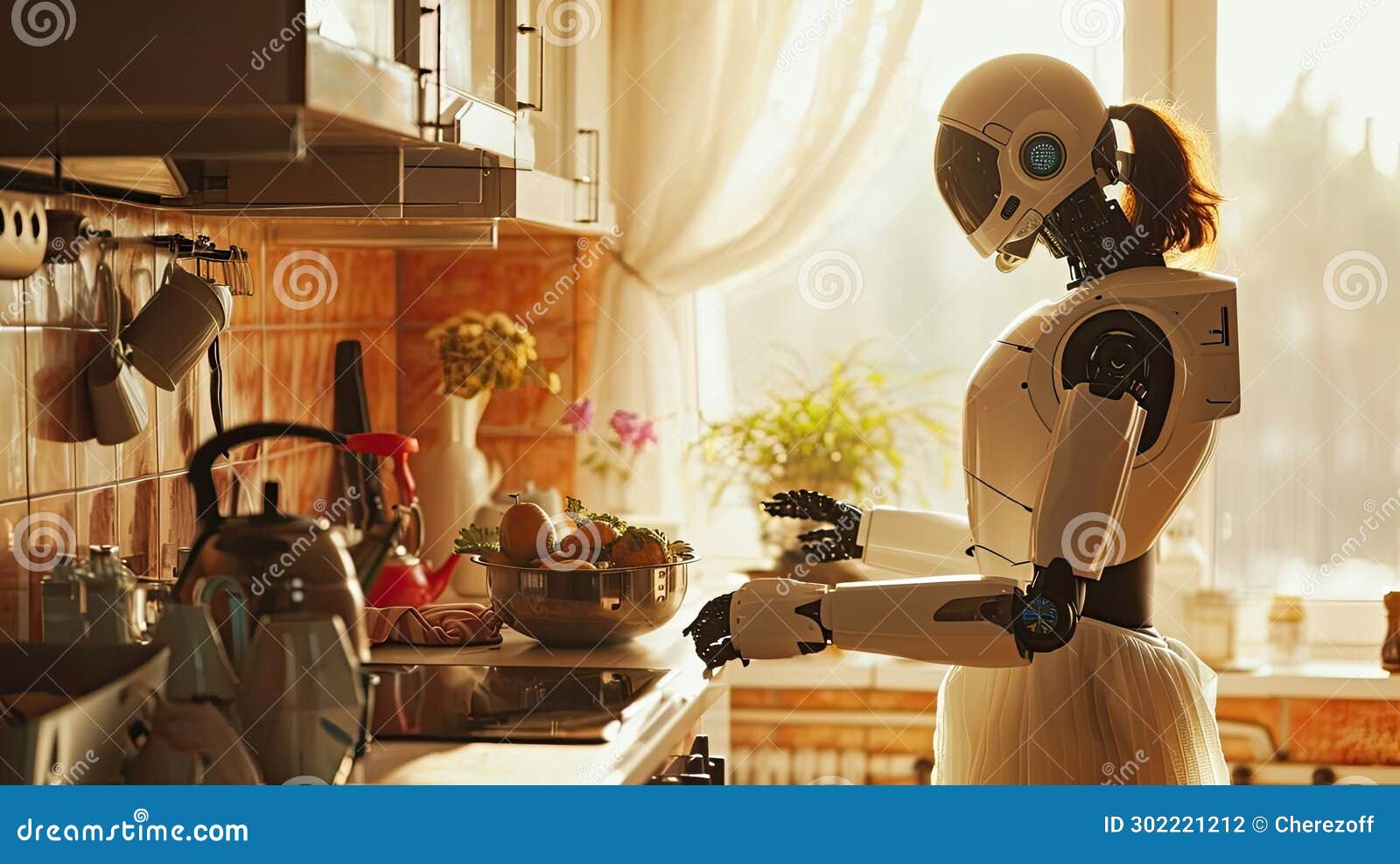 Robot Helper Helps in the Kitchen Stock Photo - Image of help, computer ...