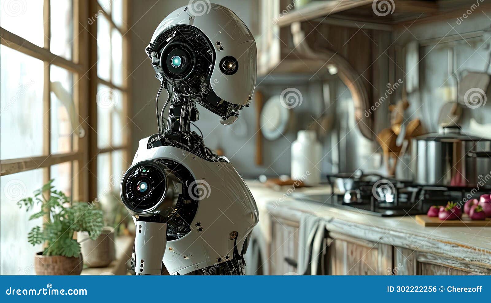 Robot Helper Helps in the Kitchen Stock Photo - Image of cartoon ...