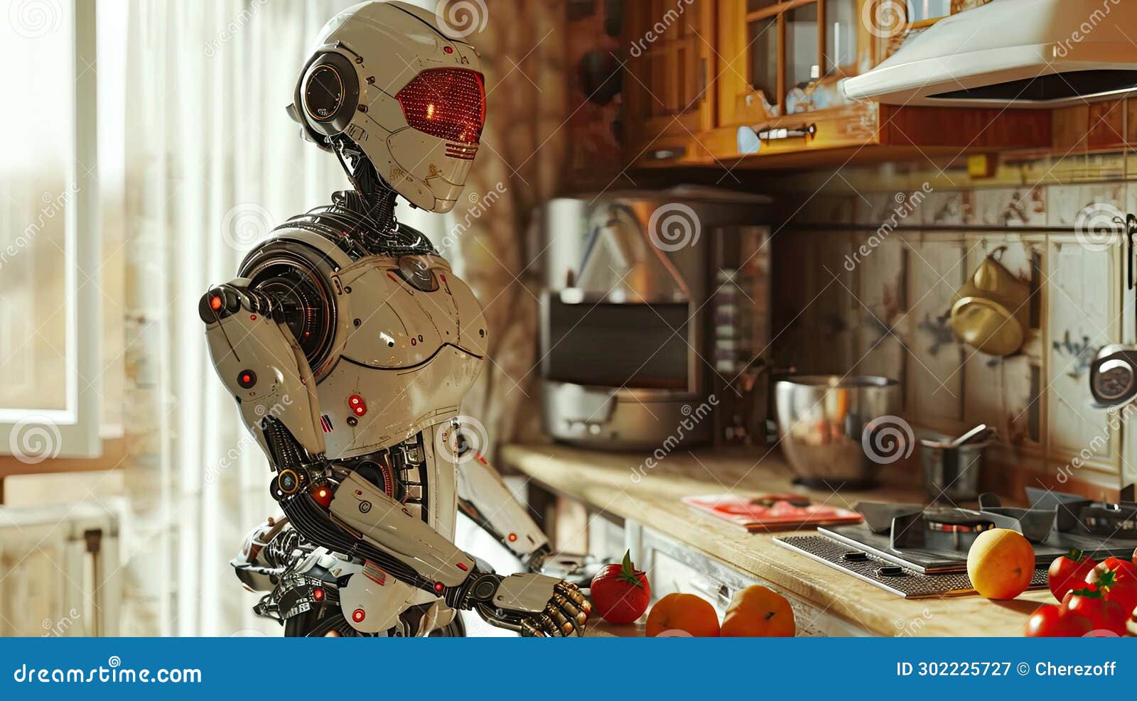 Robot Helper Helps in the Kitchen Stock Illustration - Illustration of ...