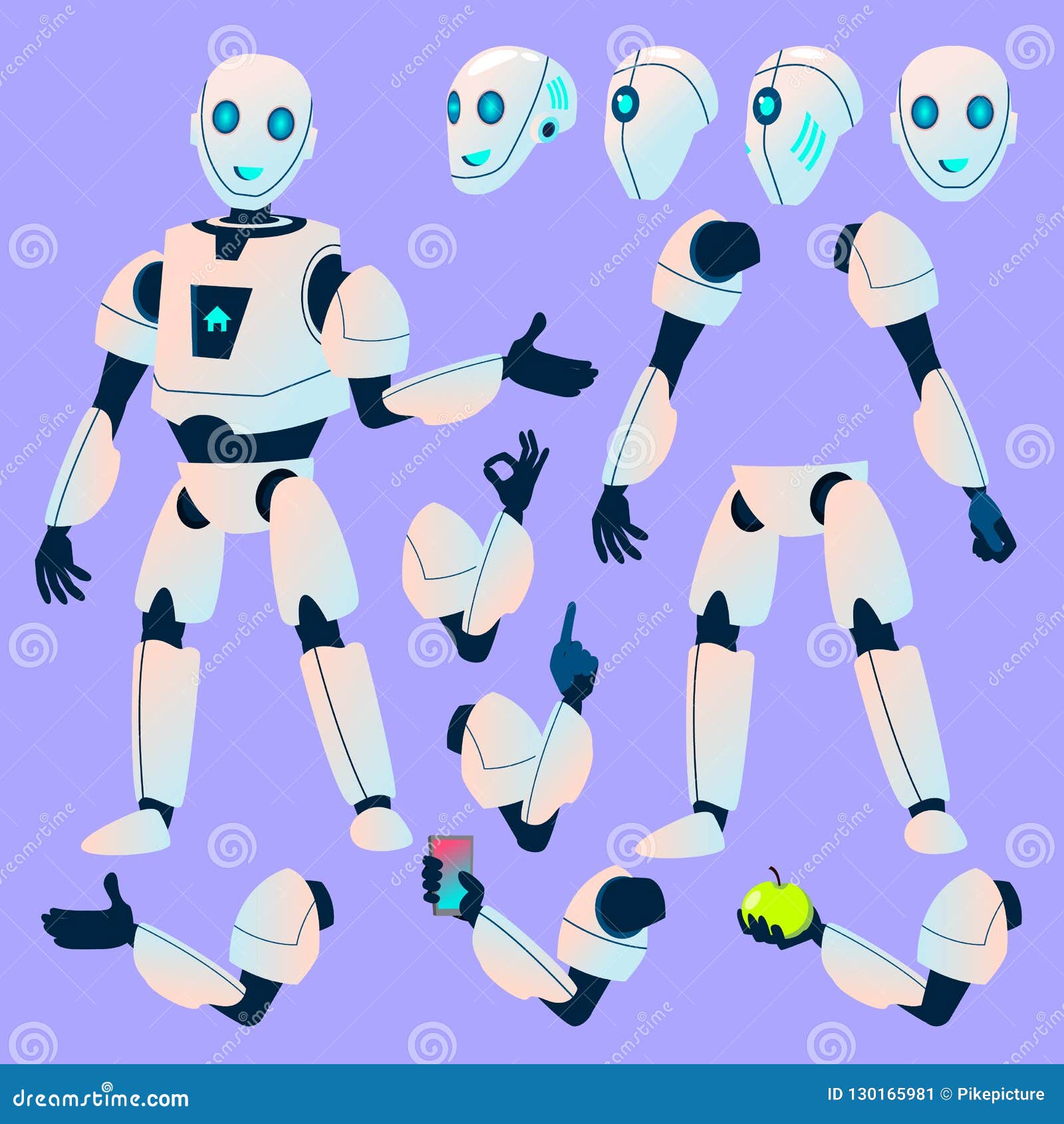 Robot Helper Vector. Animation Creation Set. Modern Robot. Client ...