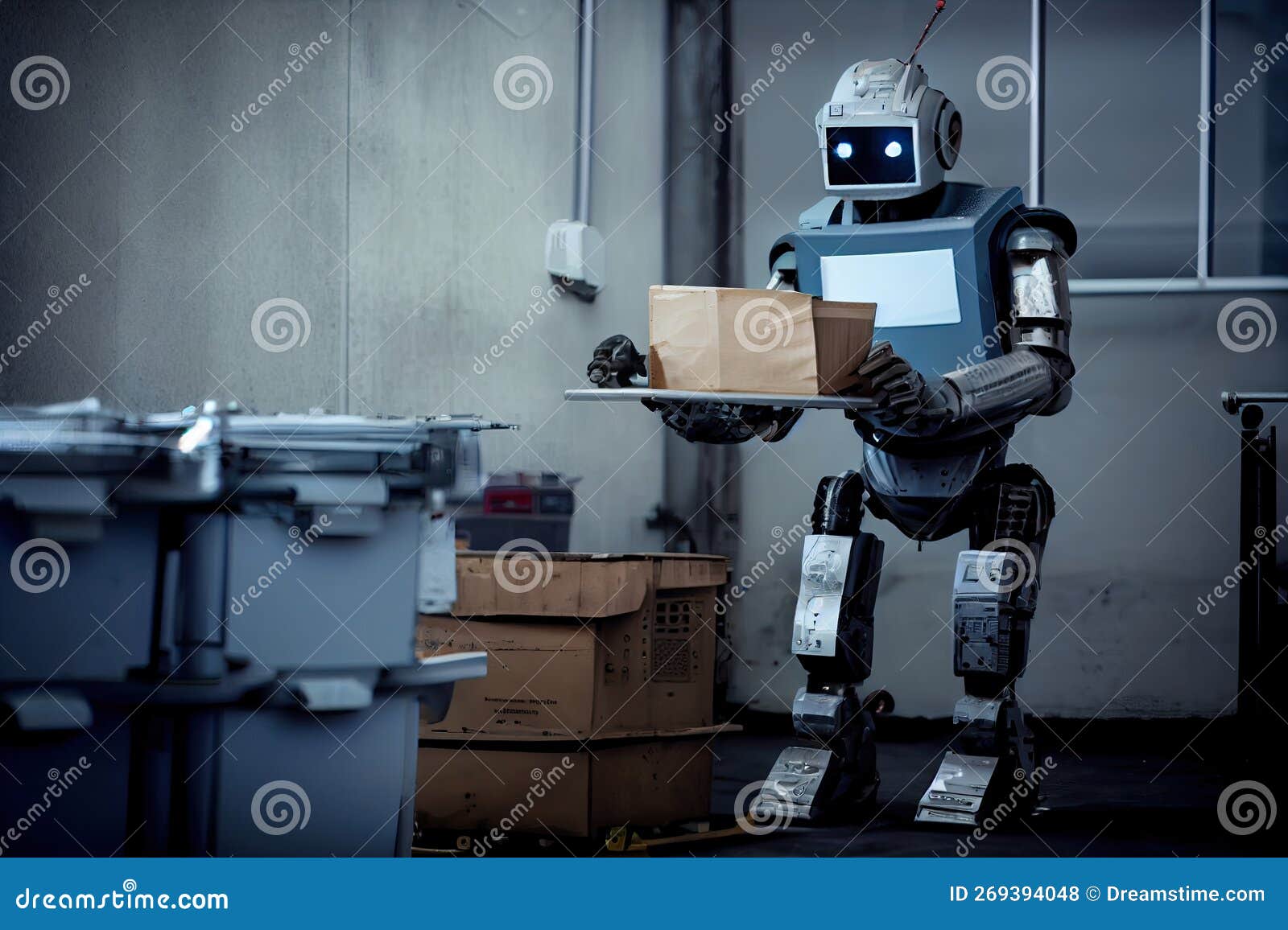 Robot Helping Human and Working, Android and Trash Generative Ai Stock ...